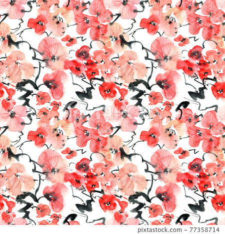 Blossom sakura tree pattern - Stock Illustration [77358714] - PIXTA
