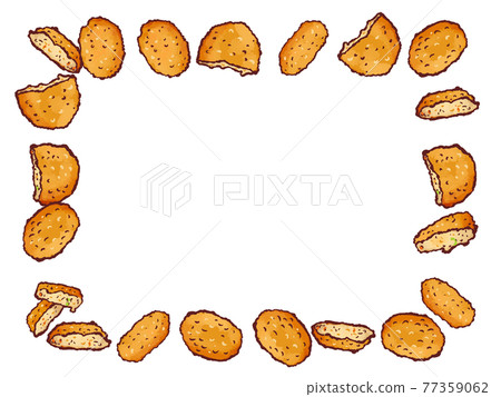 Pen drawing watercolor croquette rectangular frame - Stock Illustration ...