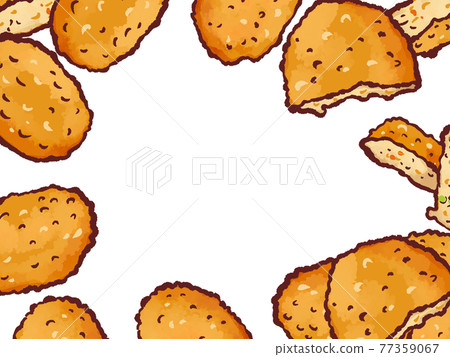 Pen drawing watercolor croquette surrounding frame - Stock Illustration ...