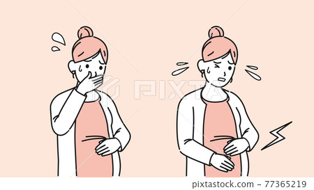 Morning sickness and labor pains, painful... - Stock Illustration ...