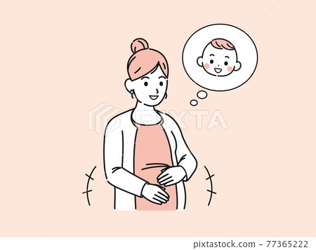 Pregnant woman, baby in the stomach moves,... - Stock Illustration ...