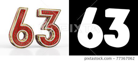 Number sixty-three (number 63) with red... - Stock Illustration ...