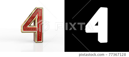Number four (number 4) with red transparent stripe - Stock Illustration ...