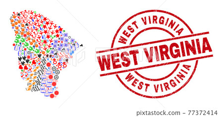 West Virginia Distress Seal and Ceara State Map... - Stock Illustration ...