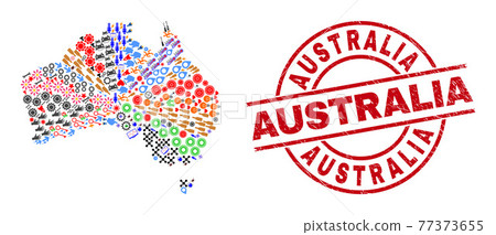 Australia Distress Watermark and Australia Map... - Stock Illustration ...
