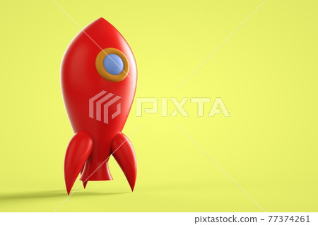 Cute rounded red rocket on a yellow background... - Stock Illustration ...