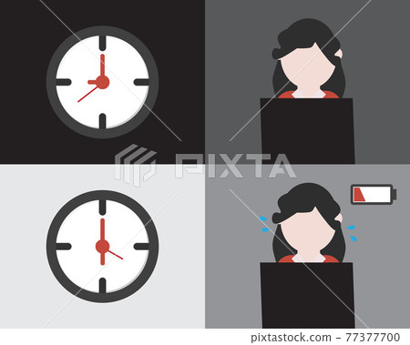 video call fatigue from having meeting all day... - Stock Illustration ...