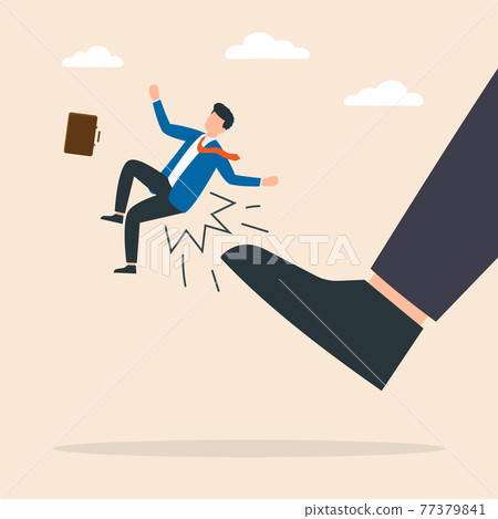 Man being kicked by boss. Kicked employees out... - Stock Illustration ...