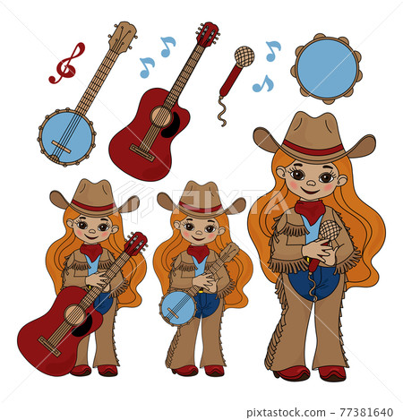 COUNTRY MUSICIAN Cowboy Cartoon American... - Stock Illustration ...
