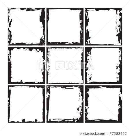 Black ink square grunge frames collection.... - Stock Illustration ...