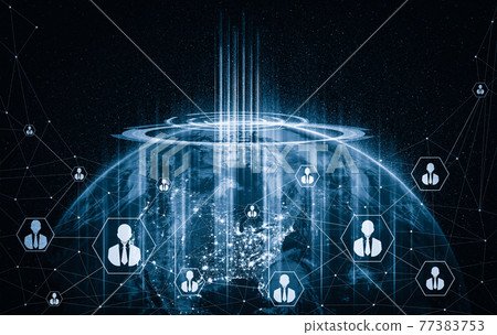 People network and global earth connection in... - Stock Illustration ...