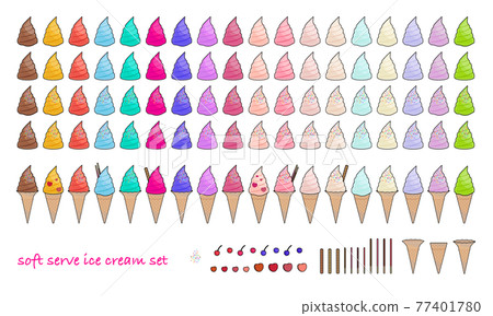Colorful soft serve ice cream set vector... - Stock Illustration ...