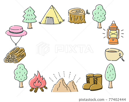 camp, camping, frame - Stock Illustration [77402444] - PIXTA