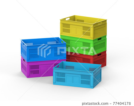 stack of colourful plastic crates - Stock Illustration [77404178] - PIXTA
