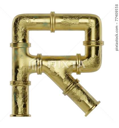 Letter R made of pipe isolated on white... - Stock Illustration ...