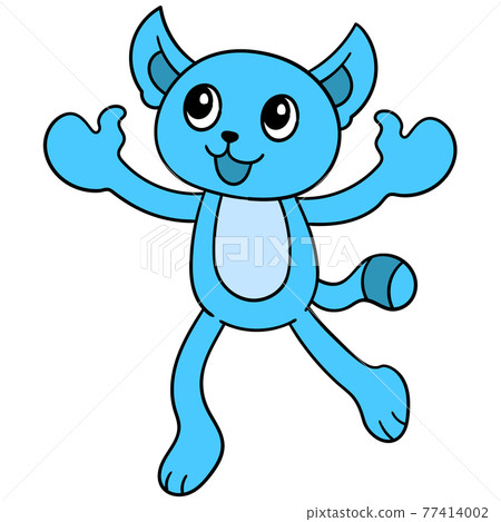 Happy blue cat jumps to want to be hugged,... - Stock Illustration ...