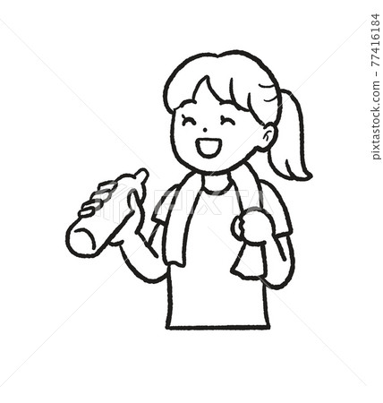 Line drawing illustration of a woman drinking... - Stock Illustration ...