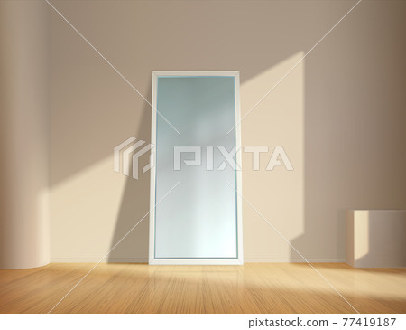 Realistic mirror. Empty room with square... - Stock Illustration ...