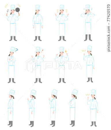 Female cook pose collection - Stock Illustration [77420570] - PIXTA