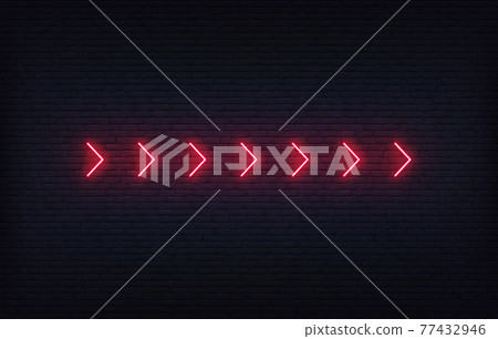 Neon arrow sign. Set of red futuristic glowing... - Stock Illustration ...