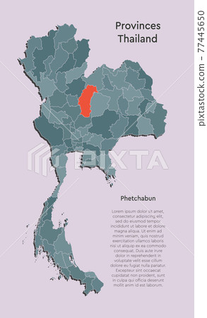 Asia country Thailand map and province Phetchabun - Stock Illustration ...