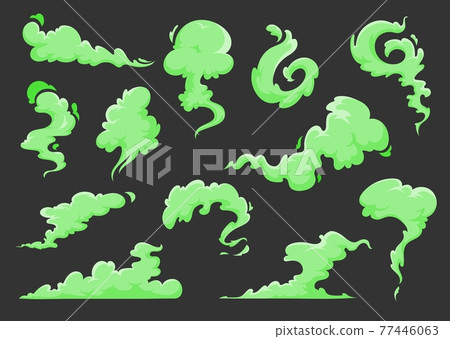 Green bad smell cartoon clouds, stink, odor, smoke - Stock Illustration ...