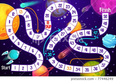 Cartoon kids board game, space adventure riddle - Stock Illustration ...