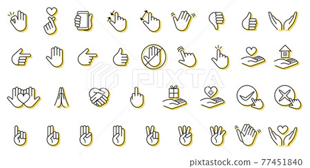 Hand icon line drawing vector illustration set... - Stock Illustration ...
