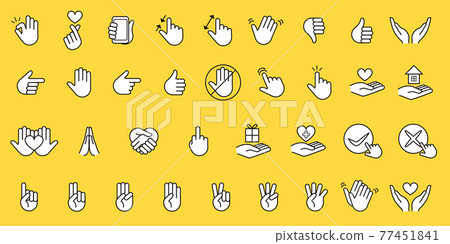 Hand icon line drawing vector illustration set... - Stock Illustration ...