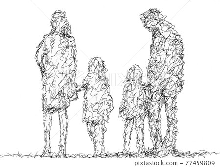 Family pen drawing - Stock Illustration [77459809] - PIXTA