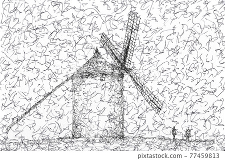 Windmill pen drawing - Stock Illustration [77459813] - PIXTA