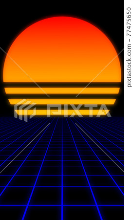 [Vertical] 80's style blue grid line retro... - Stock Illustration ...