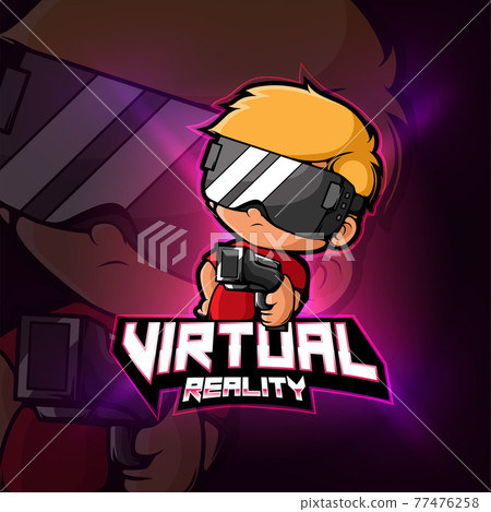 Virtual reality gamer mascot esport logo design - Stock Illustration ...