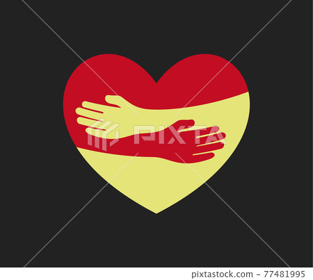 Human hugs in heart shape, hugging hands... - Stock Illustration ...