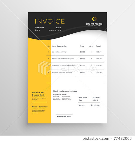 modern yellow black vector invoice template design - Stock Illustration ...