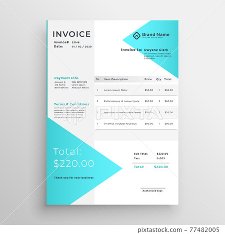 creative light blue invoice template design - Stock Illustration ...