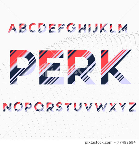 alphabets font in colored diagonal stripes - Stock Illustration ...