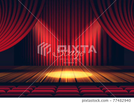Premium red curtains stage, theater or opera... - Stock Illustration ...