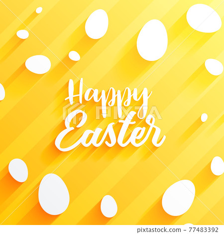 beautiful happy easter yellow background with eggs - Stock Illustration ...