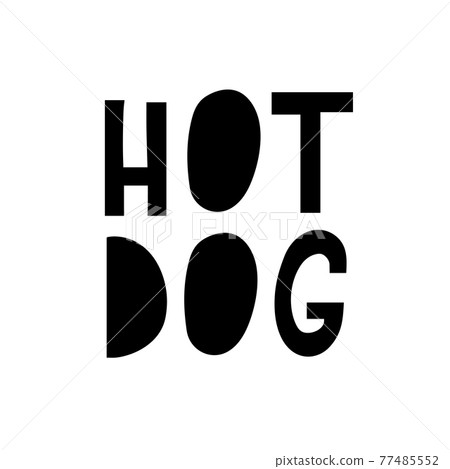 Hot dog label. Letter Text Hot dog logo sign.... - Stock Illustration ...