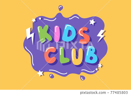 Kids club, colorful sign template with hand... - Stock Illustration ...