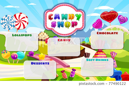 Candy Shop, sweet different bonbon,...-插圖素材 [77490122] - PIXTA圖庫