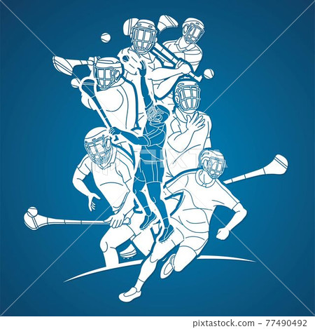 Irish Hurley Sport. Group of Hurling Sport... - Stock Illustration ...