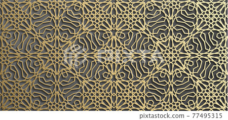 Gold islamic art 3d pattern. Pattern islamic... - Stock Illustration ...