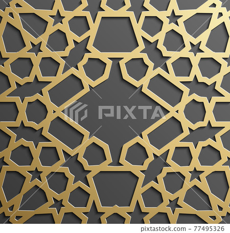Gold islamic art 3d pattern. Pattern islamic... - Stock Illustration ...