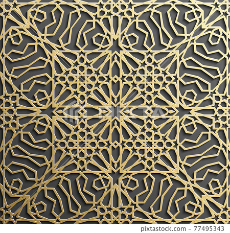 Gold islamic art 3d pattern. Pattern islamic... - Stock Illustration ...