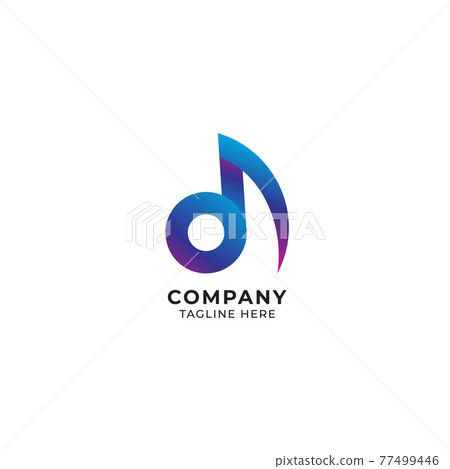 Letter D Alphabet Music Logo Design. Initial... - Stock Illustration ...