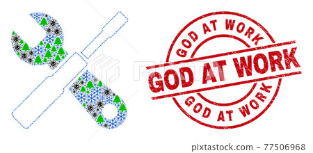 God at Work Grunge Stamp Seal and Setup Tools... - Stock Illustration ...