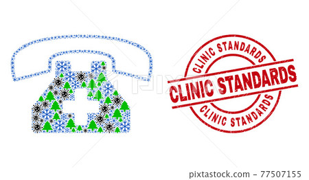 Clinic Standards Grunge Stamp and Medical Phone... - Stock Illustration ...