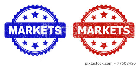 MARKETS Rosette Stamp Seals with Unclean Texture - Stock Illustration ...